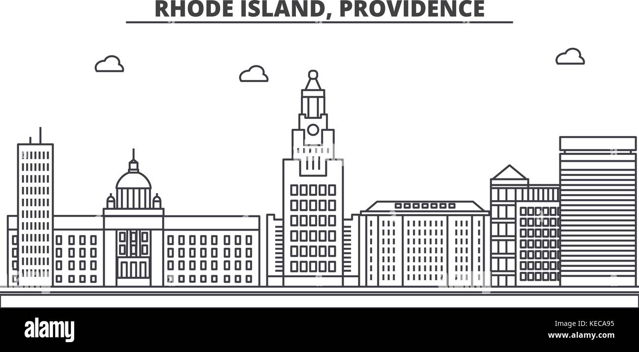 Rhode Island, Providence architecture line skyline illustration. Linear ...