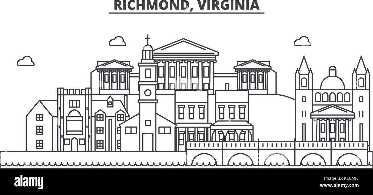 Richmond, Virginia architecture line skyline illustration. Linear ...