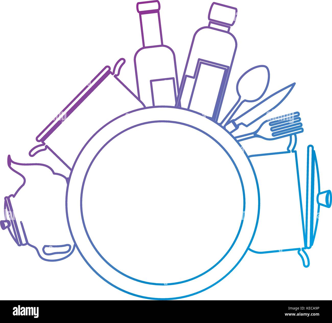 kitchen set equipment emblem vector illustration design Stock Vector ...