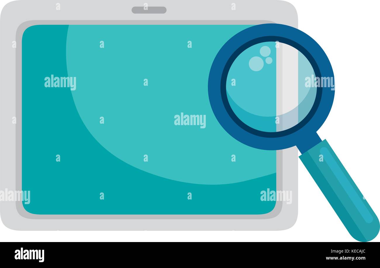 tablet device with magnifying glass Stock Vector Image & Art - Alamy