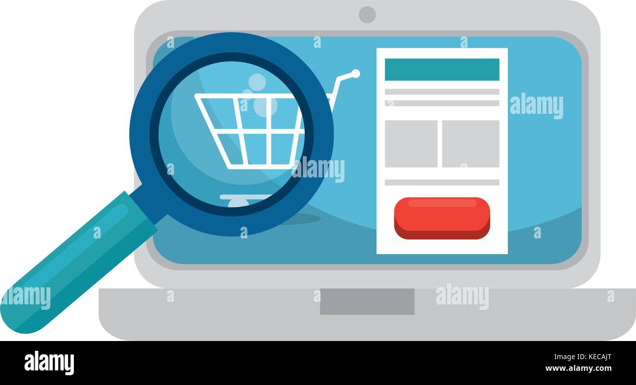 laptop computer with magnifying glass Stock Vector Image & Art - Alamy