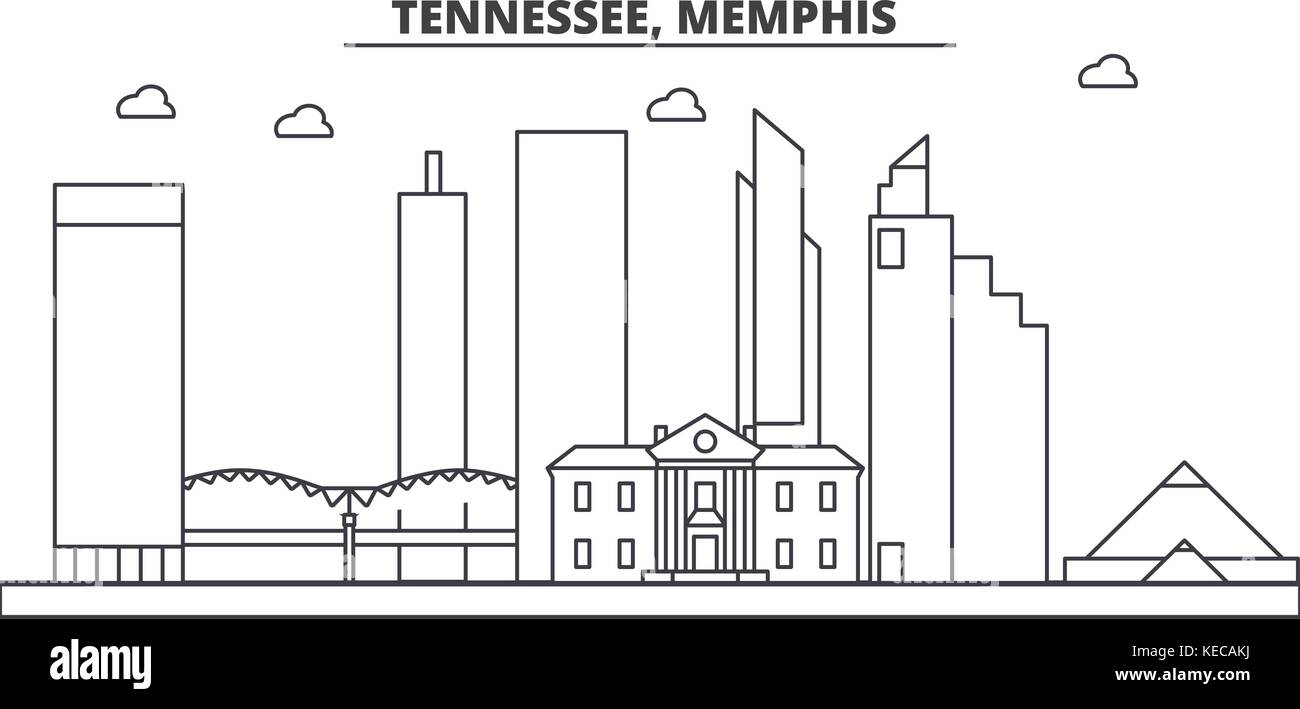 Tennessee, Memphis architecture line skyline illustration. Linear ...