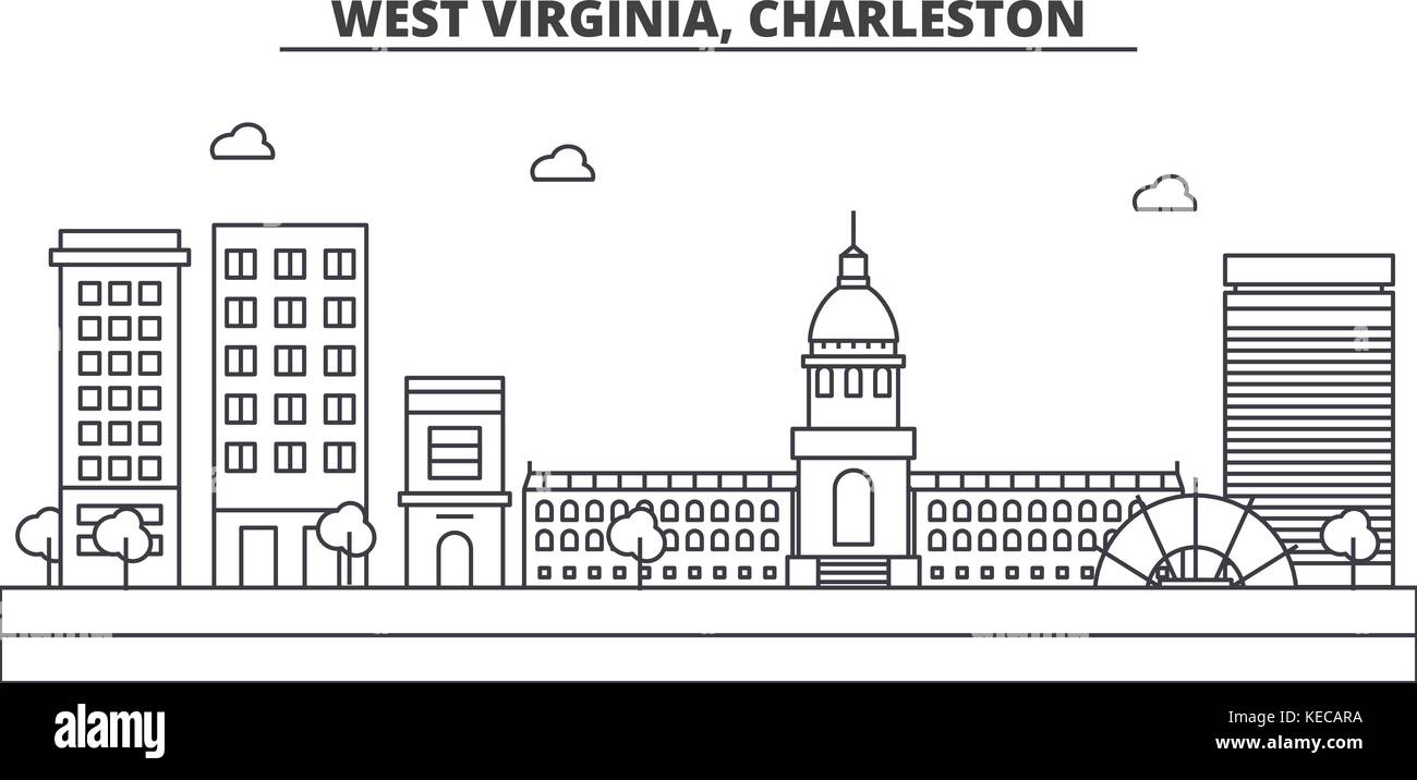 West Virginia, Charleston architecture line skyline illustration ...
