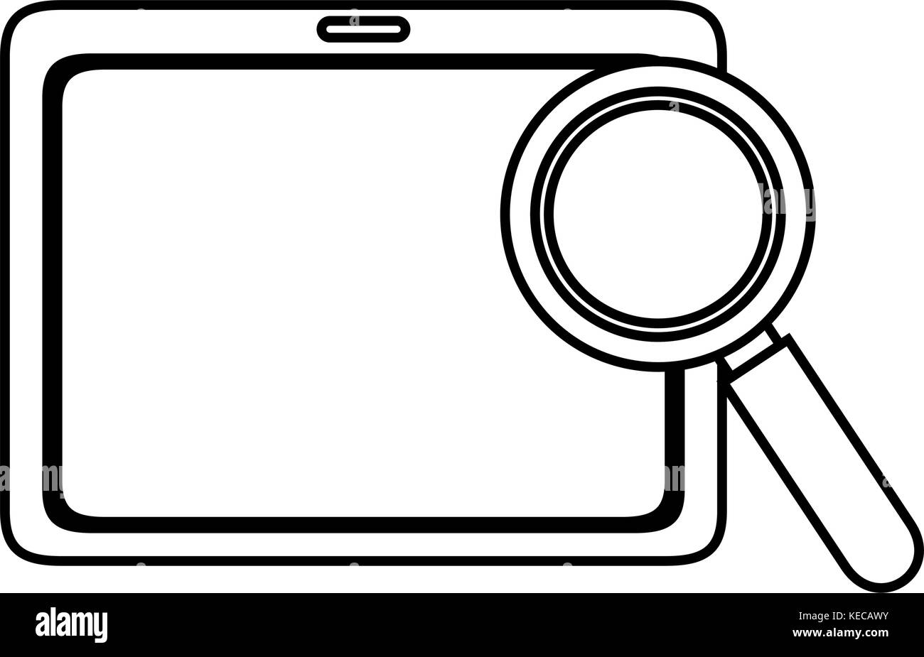 tablet device with magnifying glass Stock Vector Image & Art - Alamy