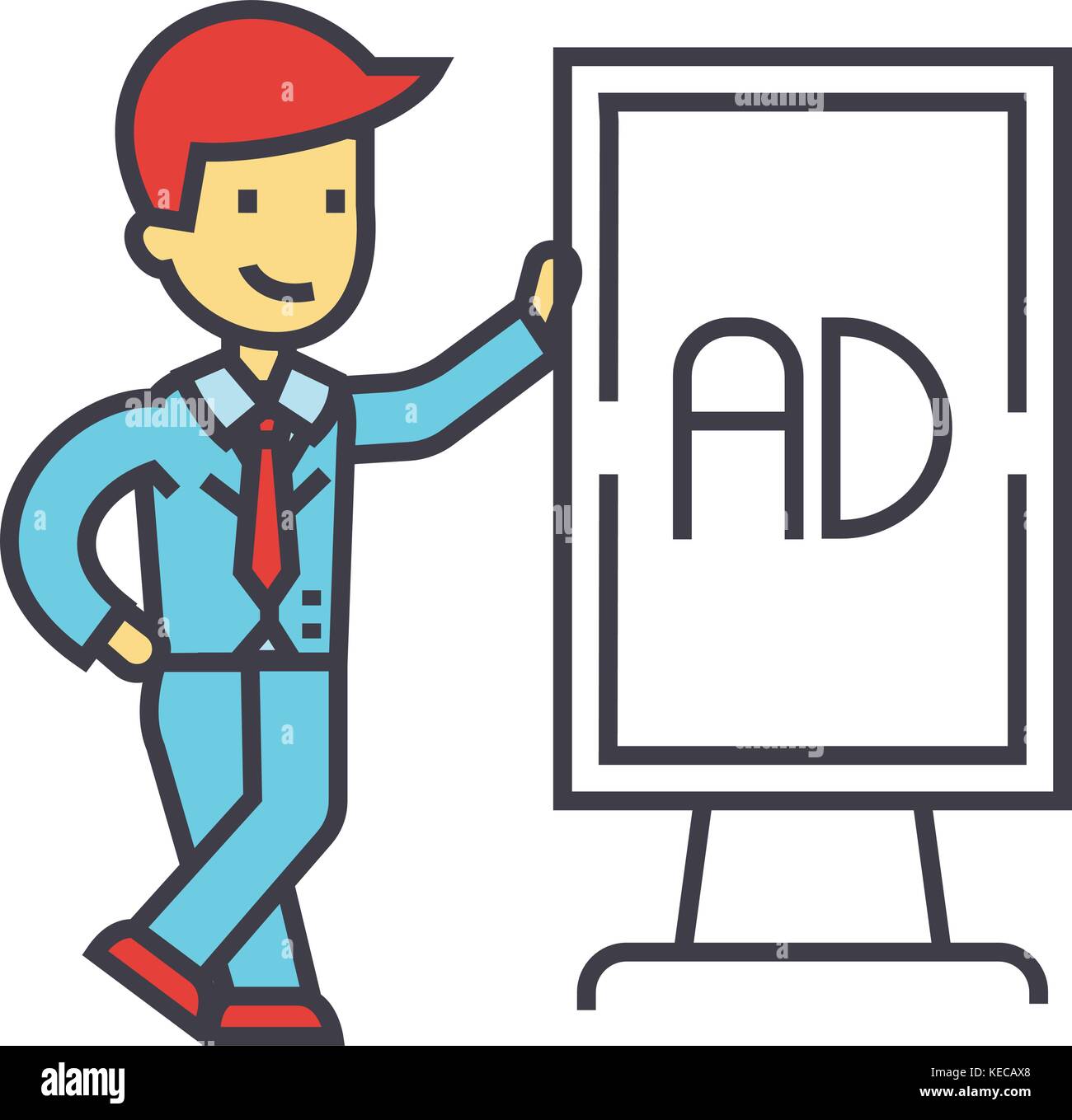 Young businessman with white stand board concept Stock Vector Image ...