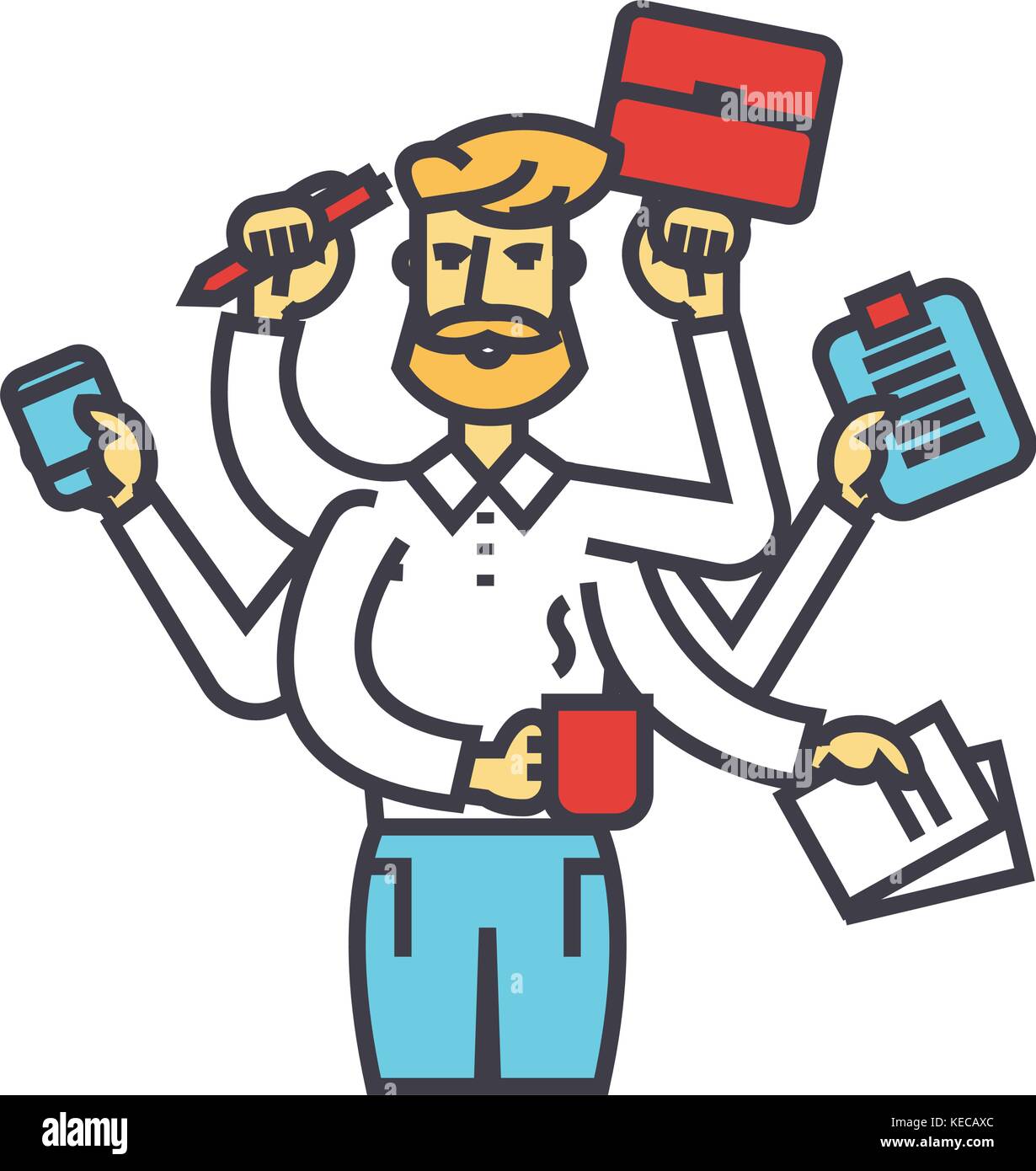 Businessman time management, multitasking ceo, many manager tasks, successful effective planning ...