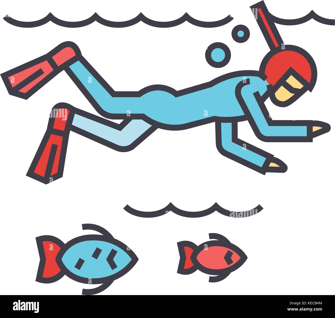 Diving in the sea with fish, scuba diving, snorkeling concept Stock ...