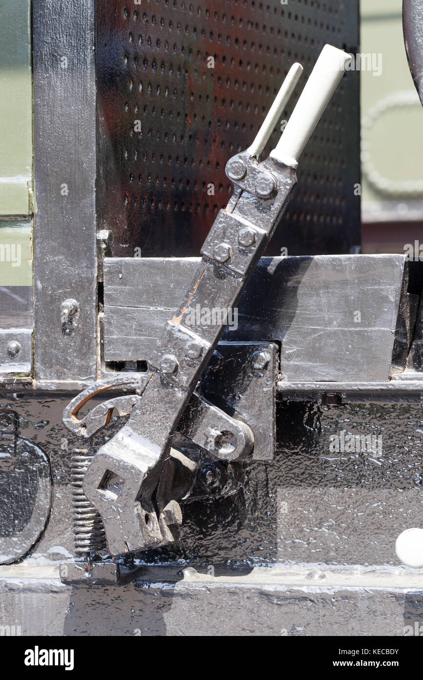 Old lever on a vintage train - Selective focus Stock Photo - Alamy