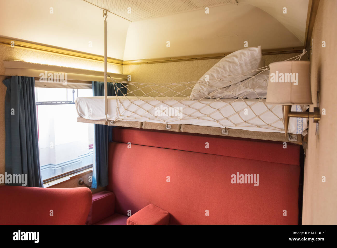 Emtpy interior of an old dutch train - Bed - Not in use anymore Stock ...