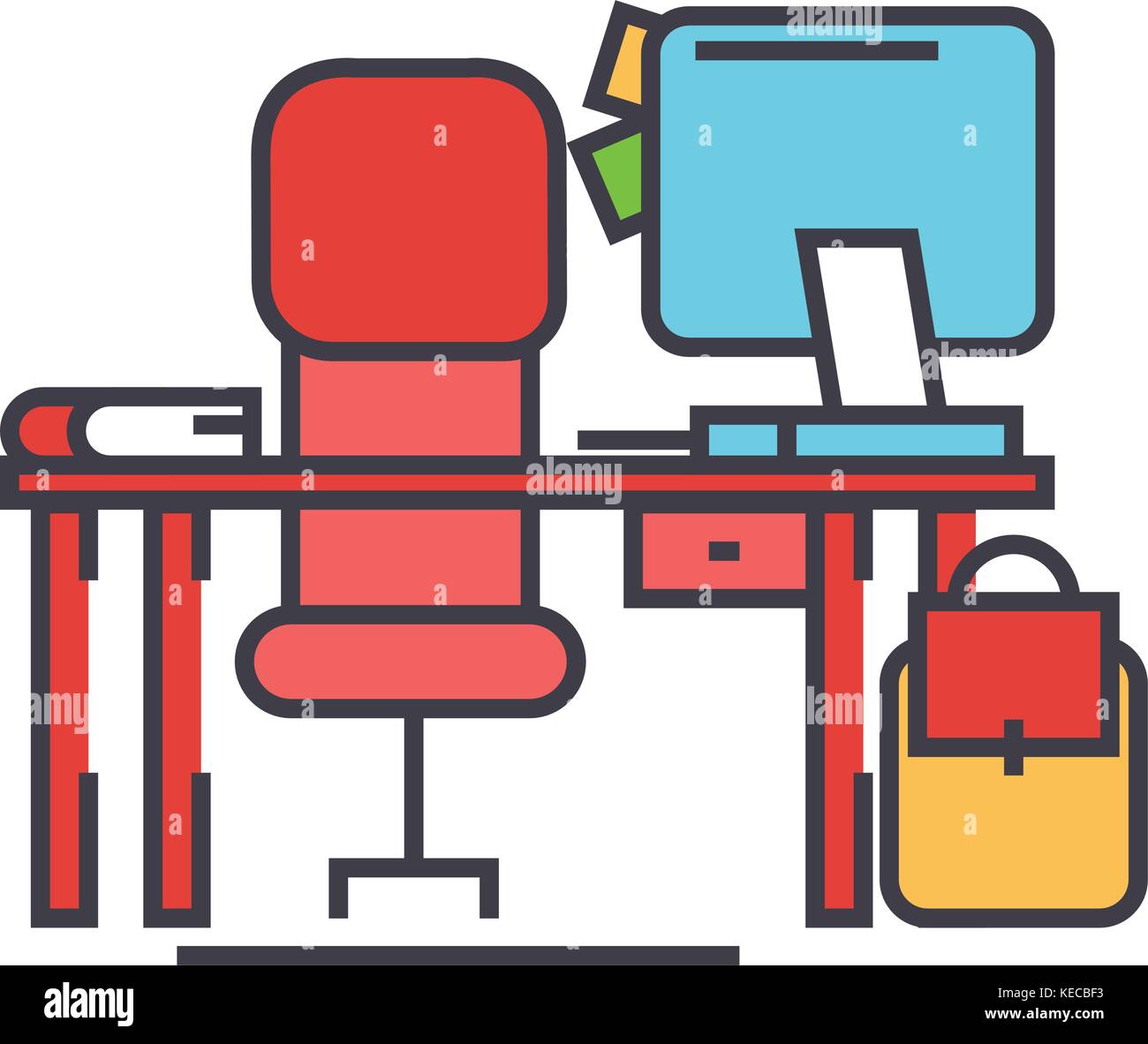 Office desk with computer and chair concept Stock Vector Image & Art ...