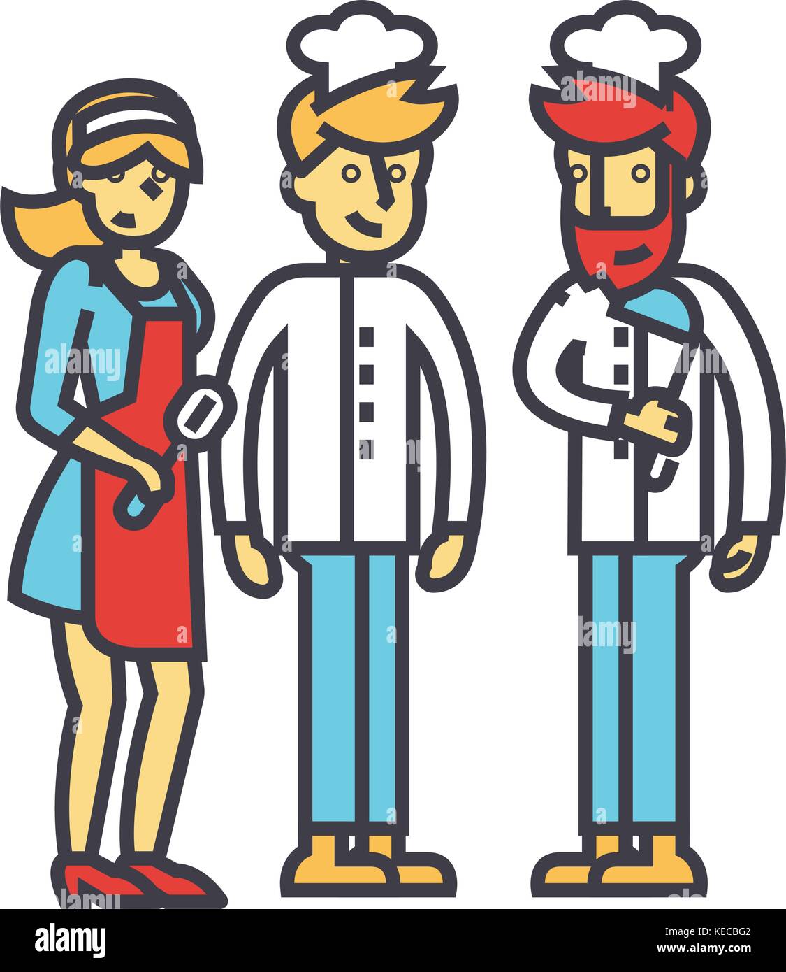 Restaurant team, kitchen workers, waiter, cooker. bartender concept ...