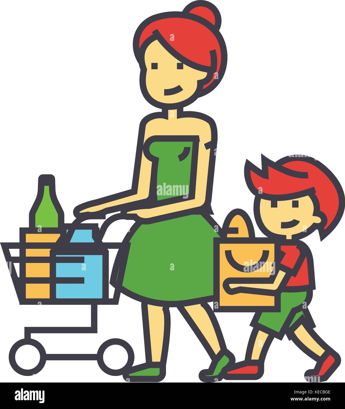 Kids Grocery Shopping Clip Art