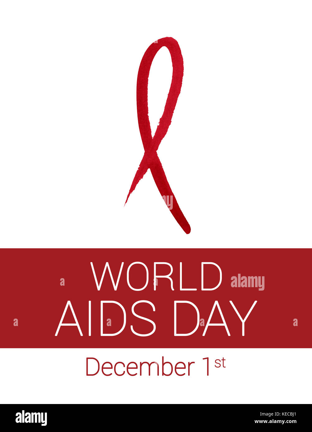 Hand drawn red watercolor ribbon for World AIDS Day in December on ...