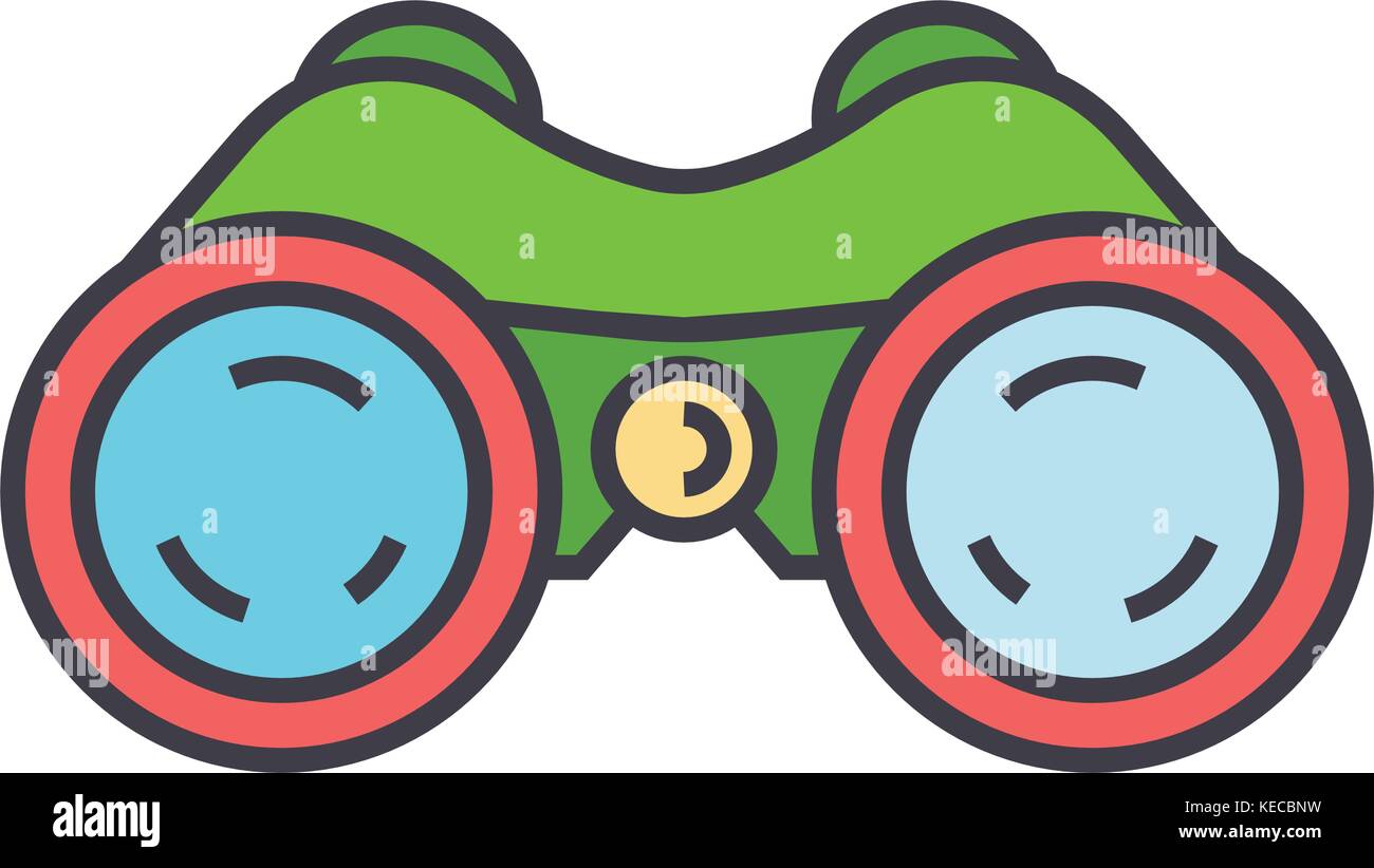 Binoculars, periscope, vision, discovery, explore concept. Line vector ...