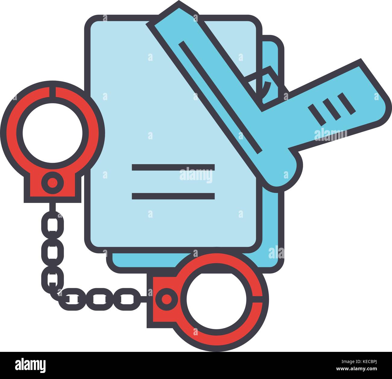 Criminal law, evidence, justice concept. Line vector icon. Editable ...