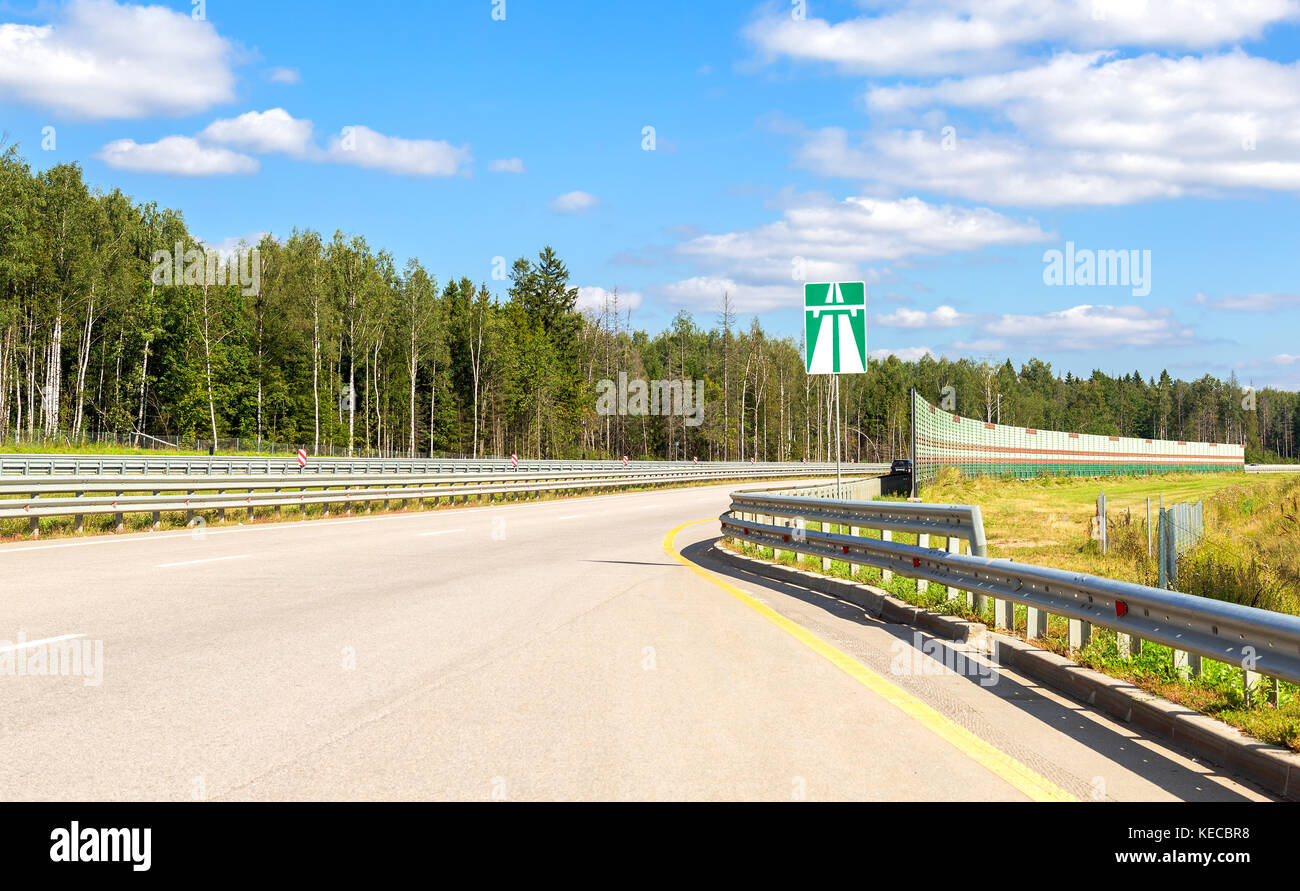 Moscow, Russia - August 08, 2017: Toll road. Russian highway number M11 ...