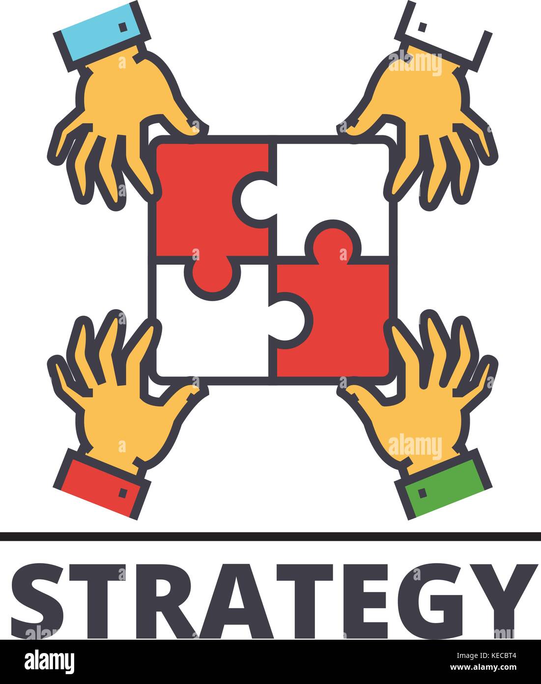Puzzle Pieces Hands Putting Together Strategy Teamwork Cooperation 