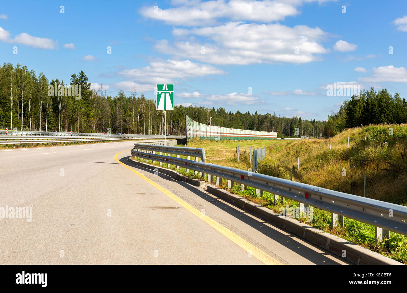 Moscow, Russia - August 08, 2017: Toll road. Russian highway number M11 ...