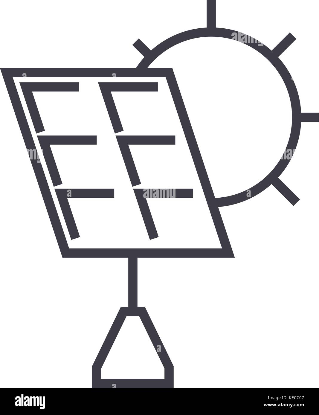 solar battery vector line icon, sign, illustration on background ...