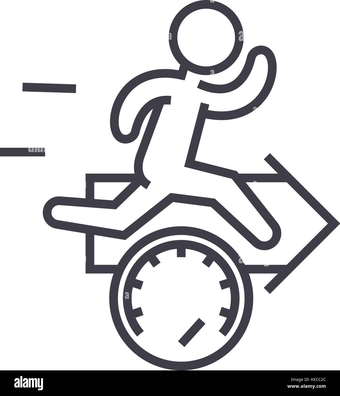 speed, effiecency, running man with arrow vector line icon, sign ...