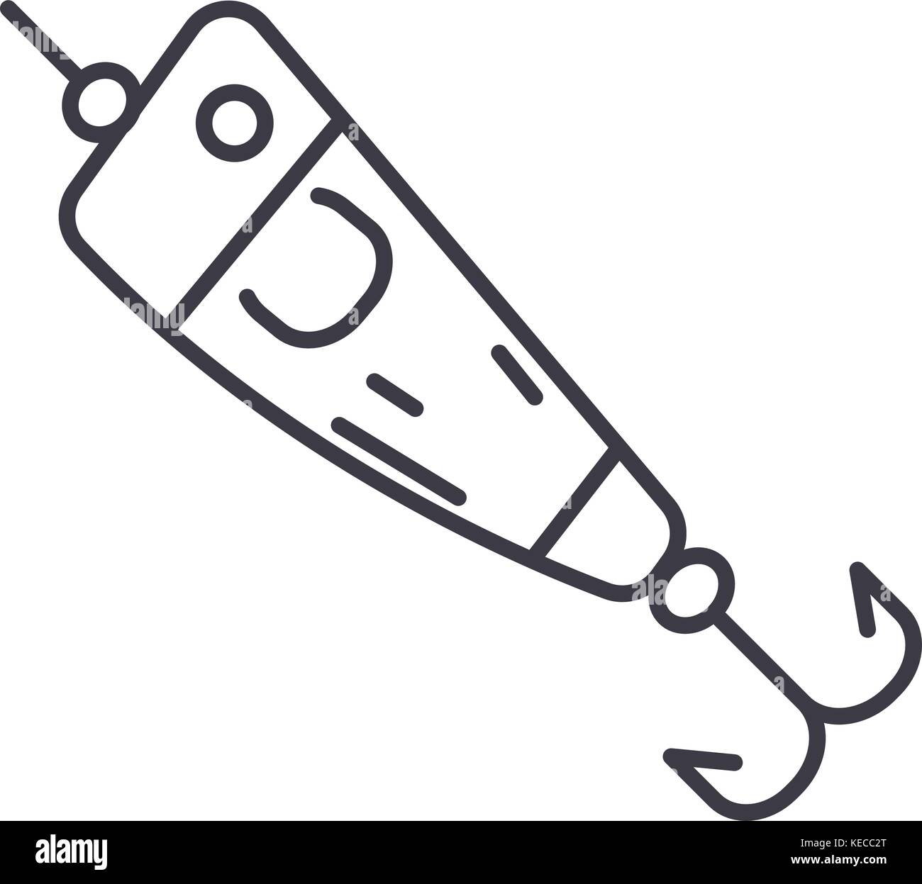 spoon fishing,bait for fish vector line icon, sign, illustration on ...