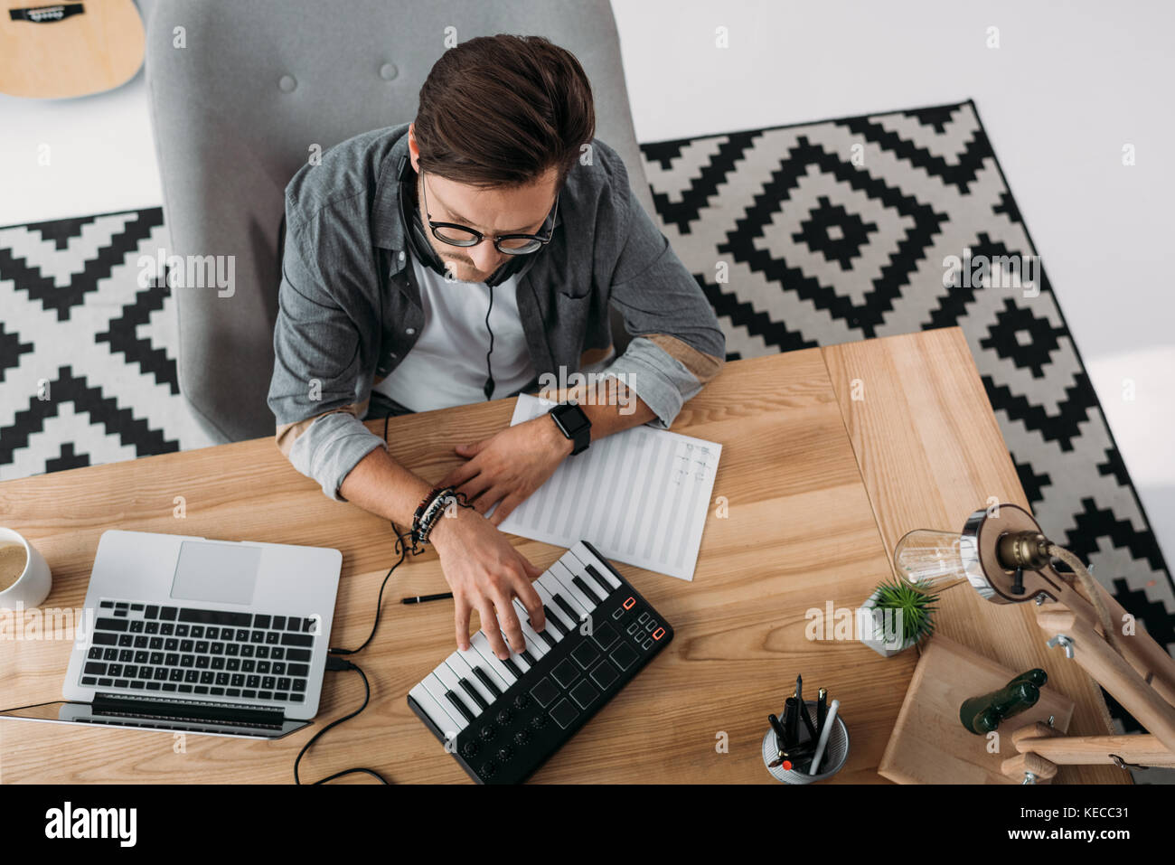 musician working on new project Stock Photo - Alamy