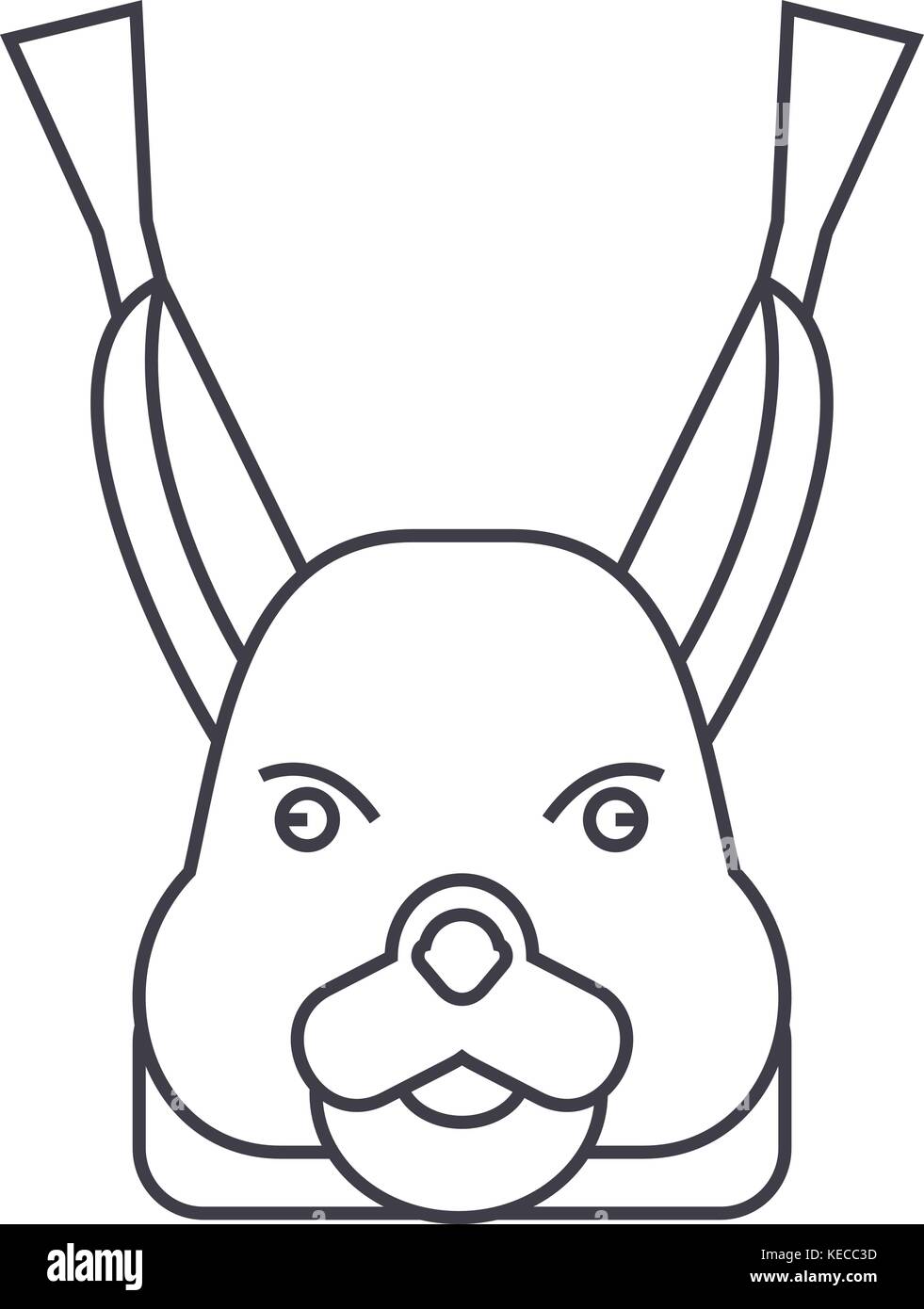 squirrel head vector line icon, sign, illustration on background ...