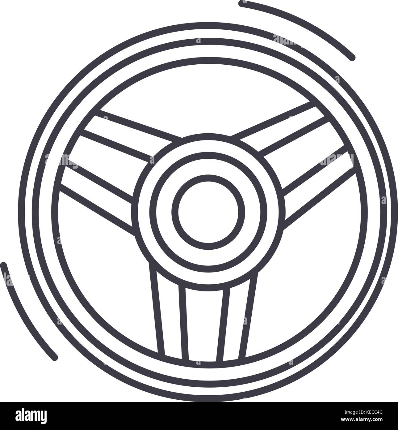 steering wheel vector line icon, sign, illustration on background ...