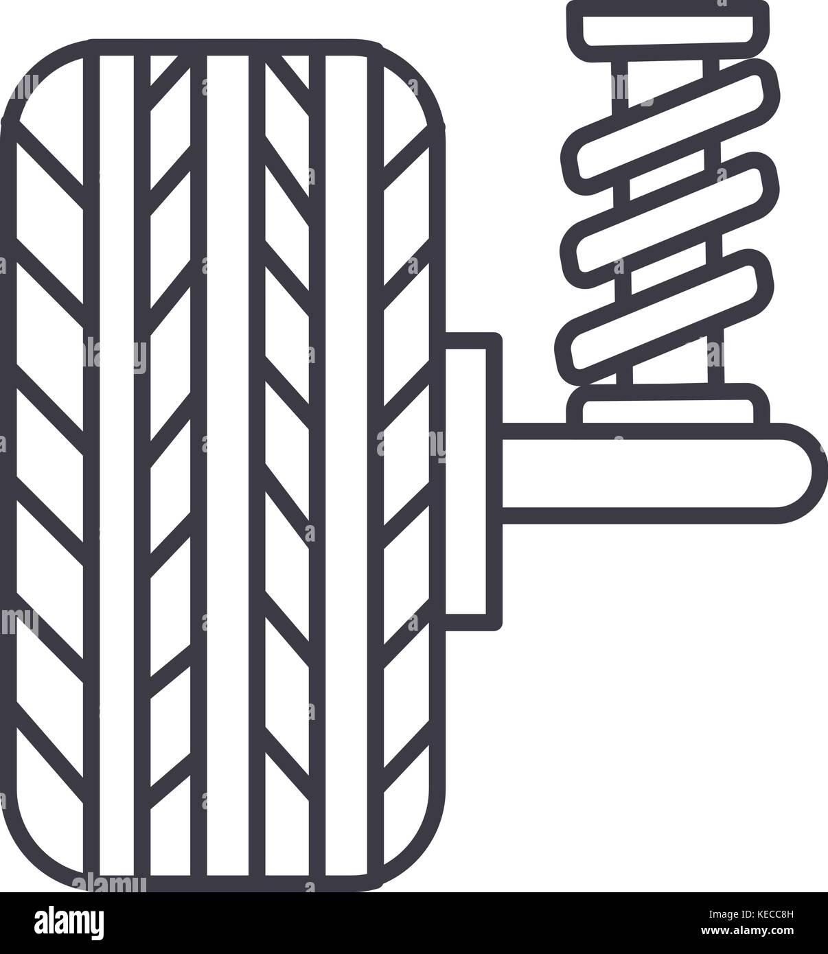 suspension, car, auto vector line icon, sign, illustration on ...