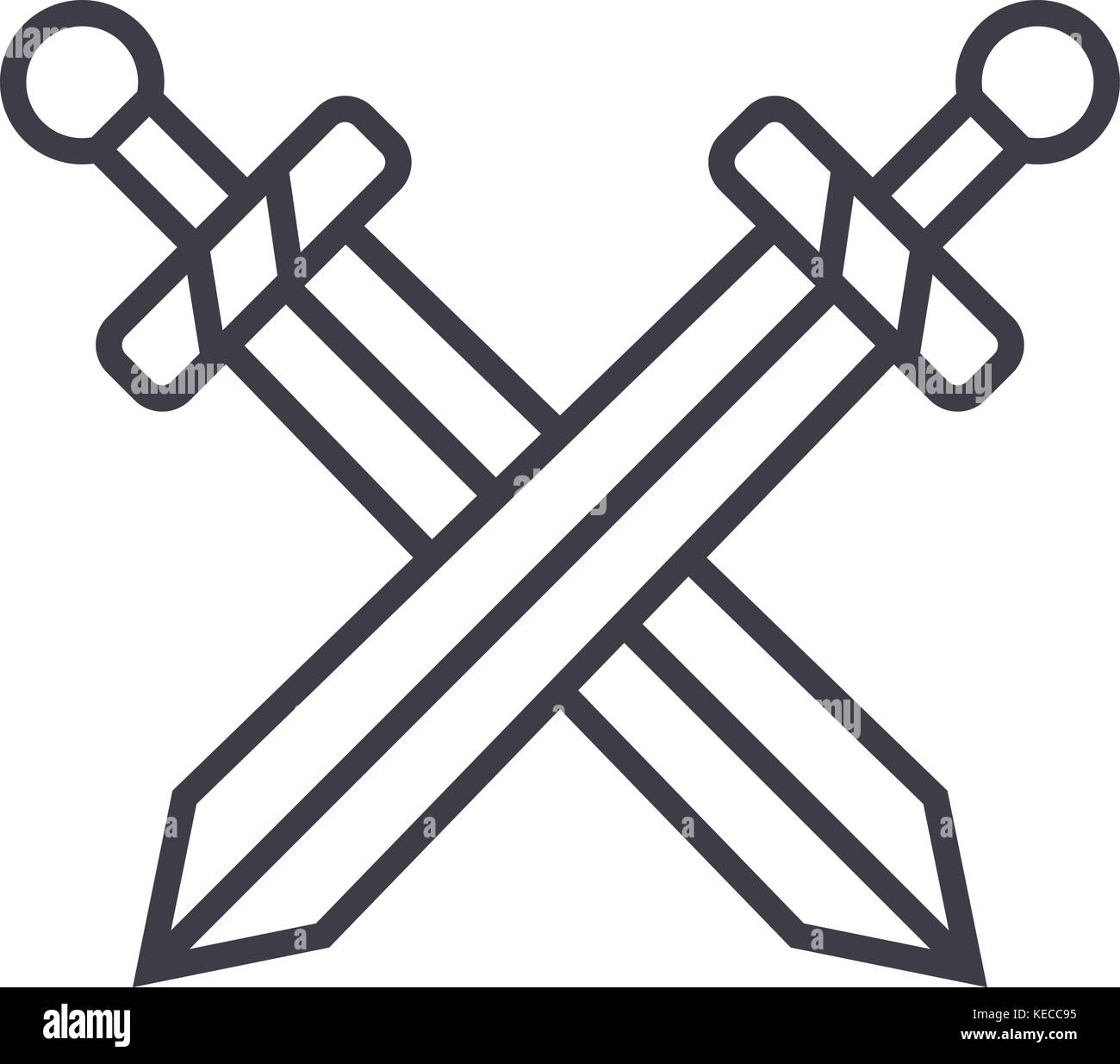 swords vector line icon, sign, illustration on background, editable ...