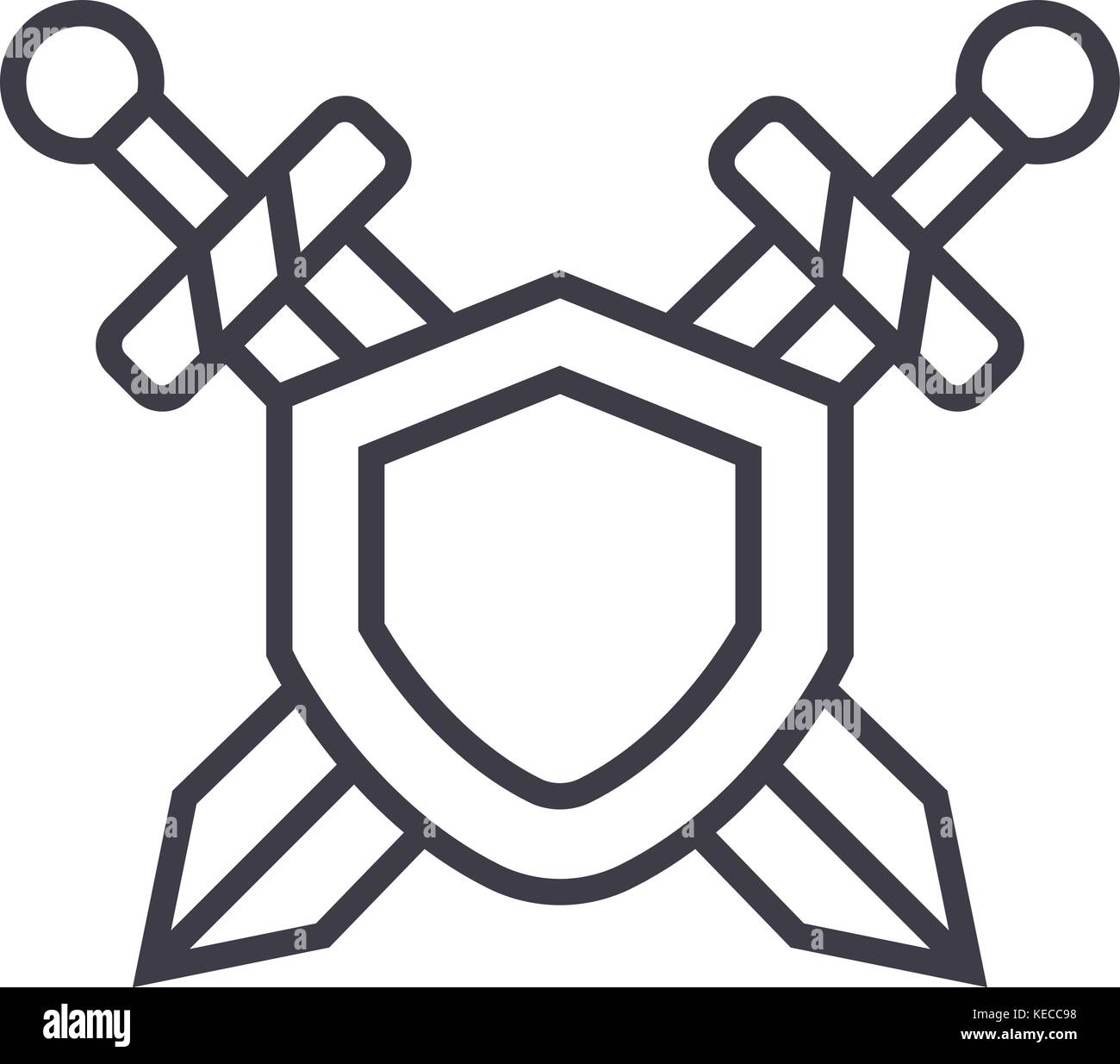 swords, protection vector line icon, sign, illustration on background ...