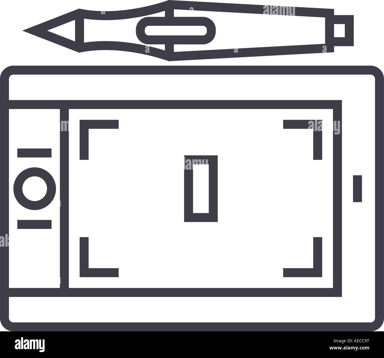 tablet graphics vector line icon, sign, illustration on background ...