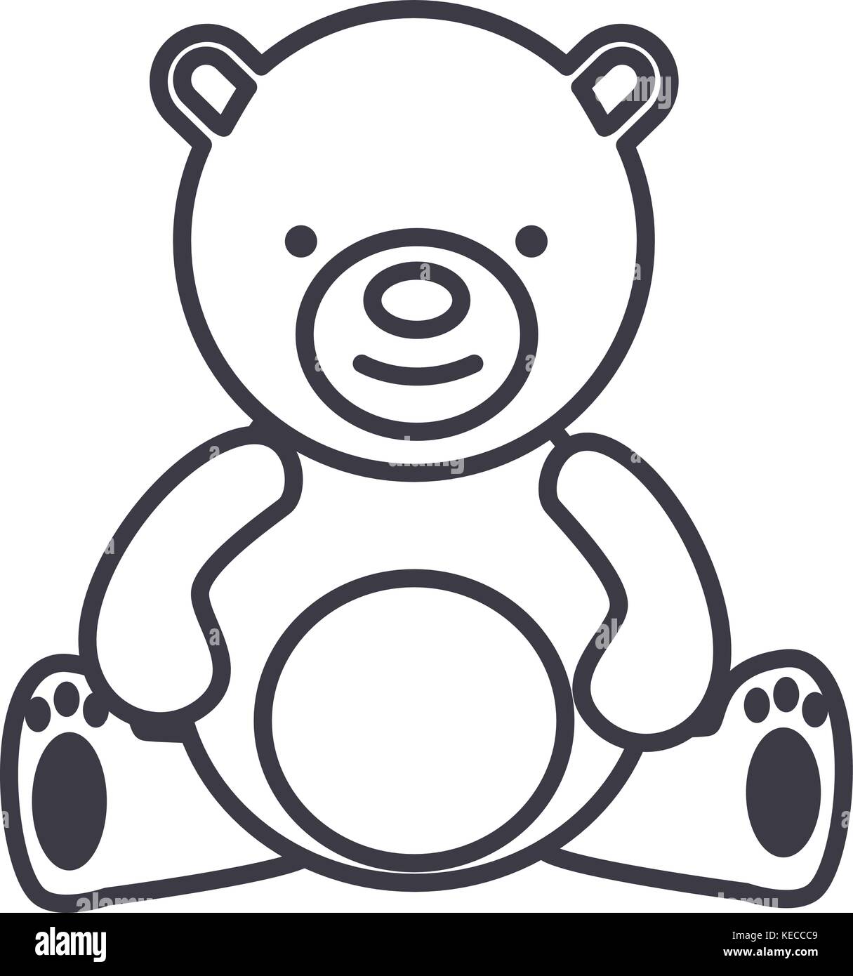 teddy bear,toy vector line icon, sign, illustration on background ...