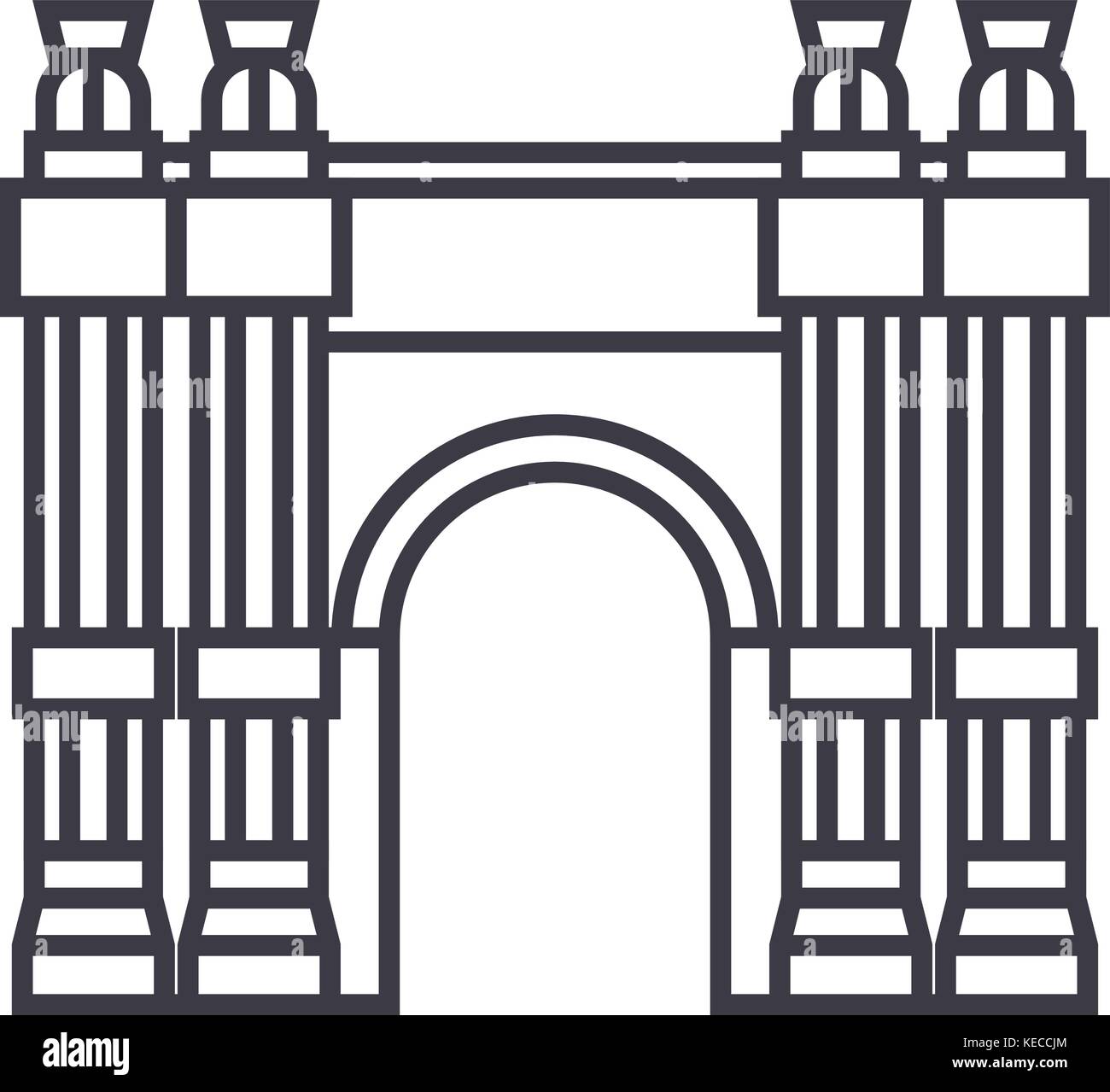 triumphal arch vector line icon, sign, illustration on background ...
