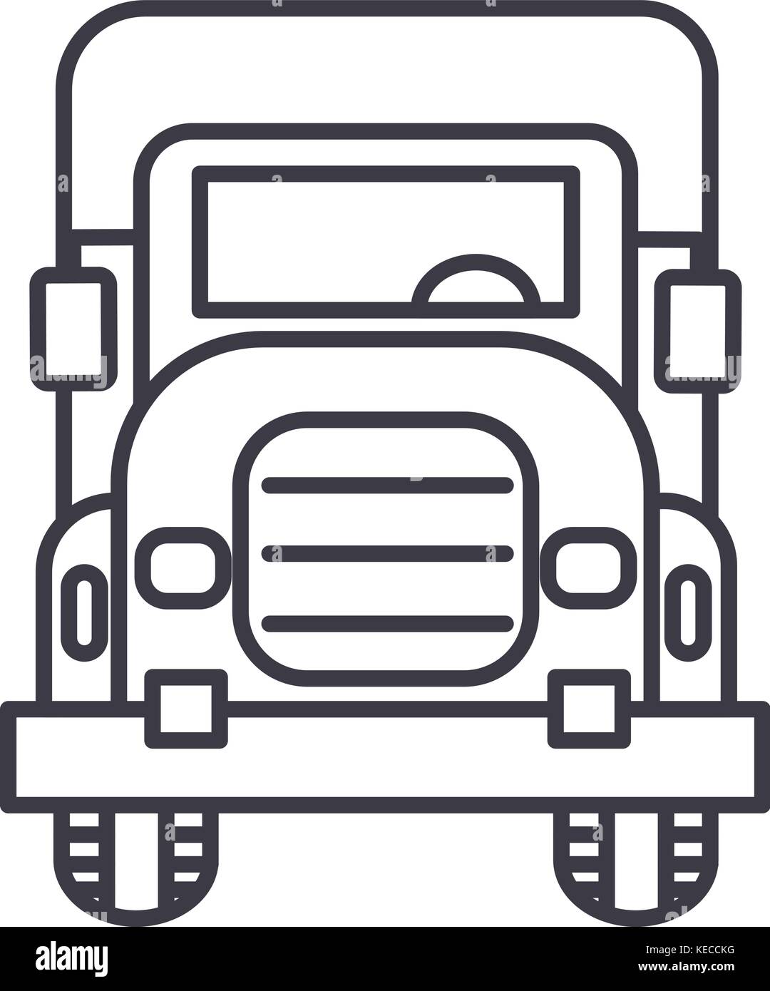 truck front view vector line icon, sign, illustration on background ...