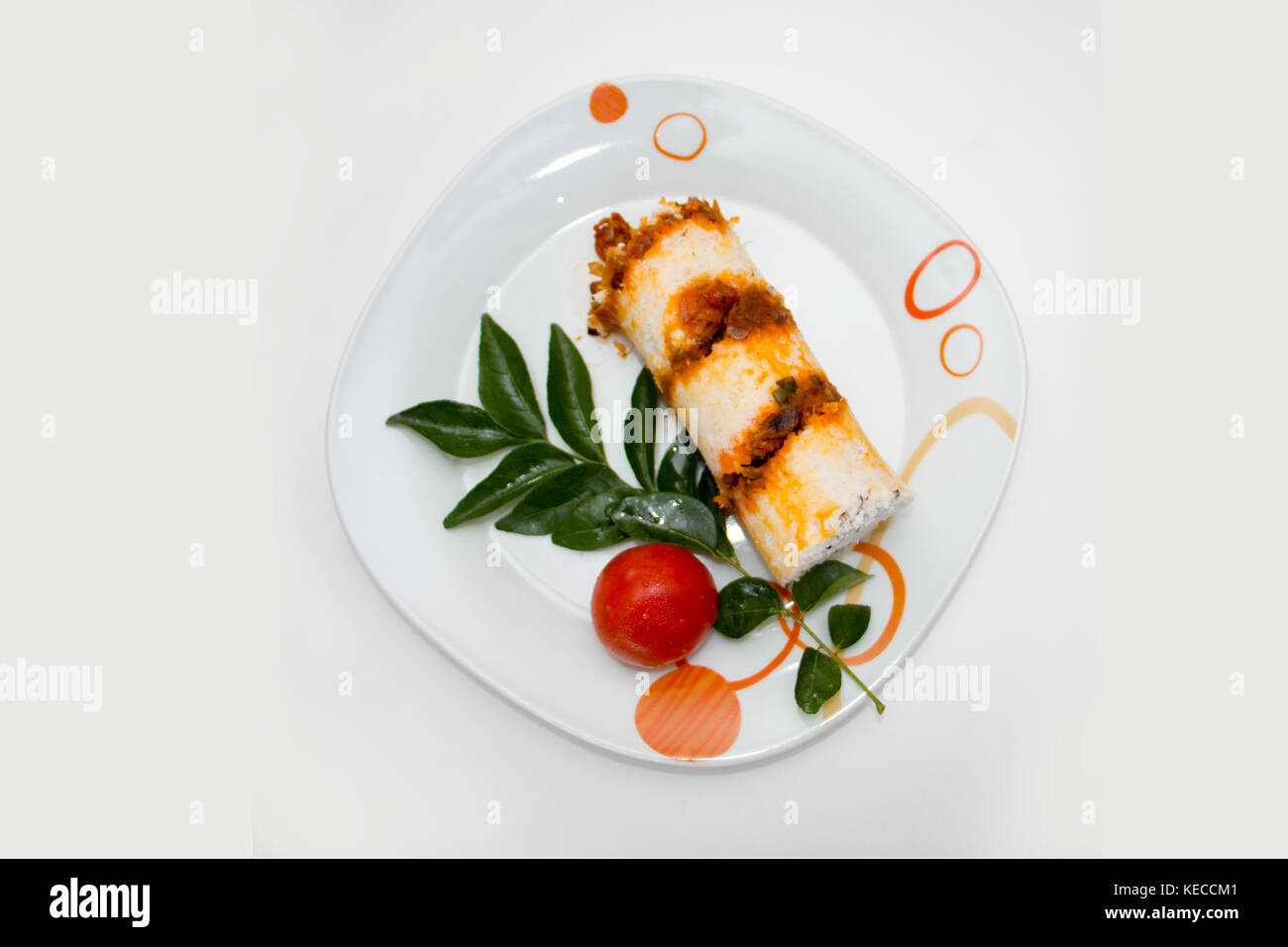 White rice prawns/chicken/mutton stuffed puttu(steam cake) with green ...