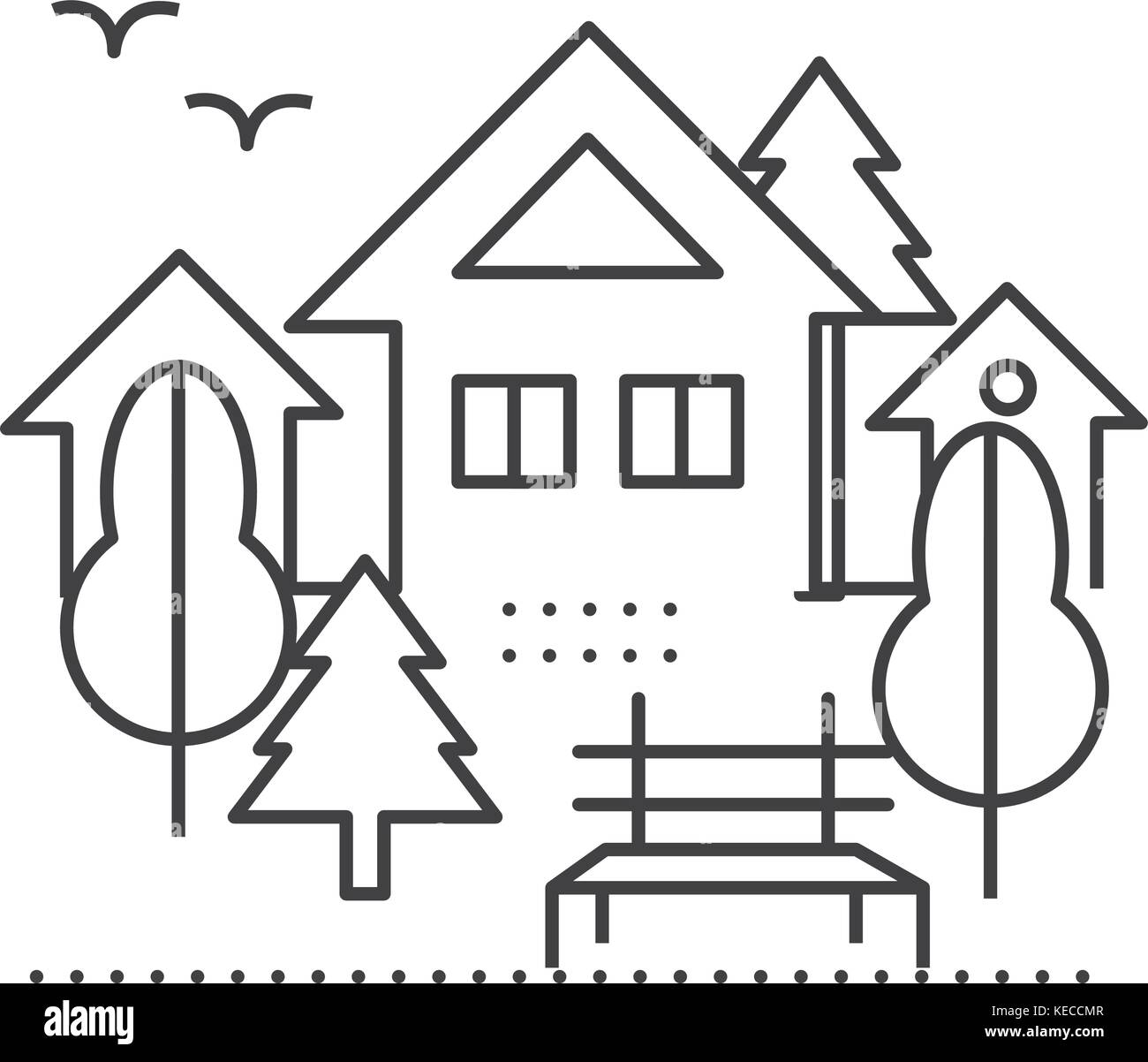 urban park vector line icon, sign, illustration on background, editable ...