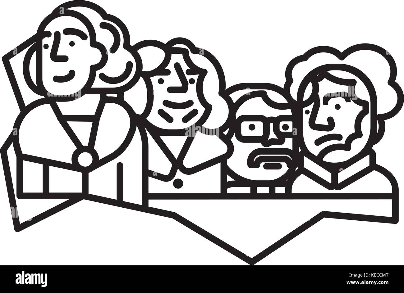 usa presidents,mount rushmore vector line icon, sign, illustration on ...