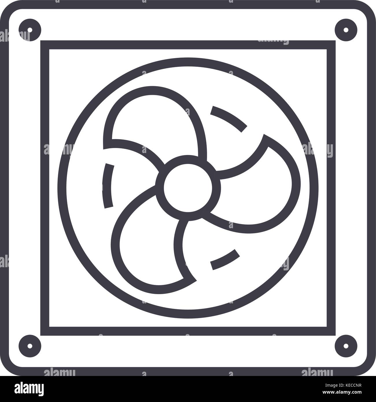 ventilation vector line icon, sign, illustration on background ...
