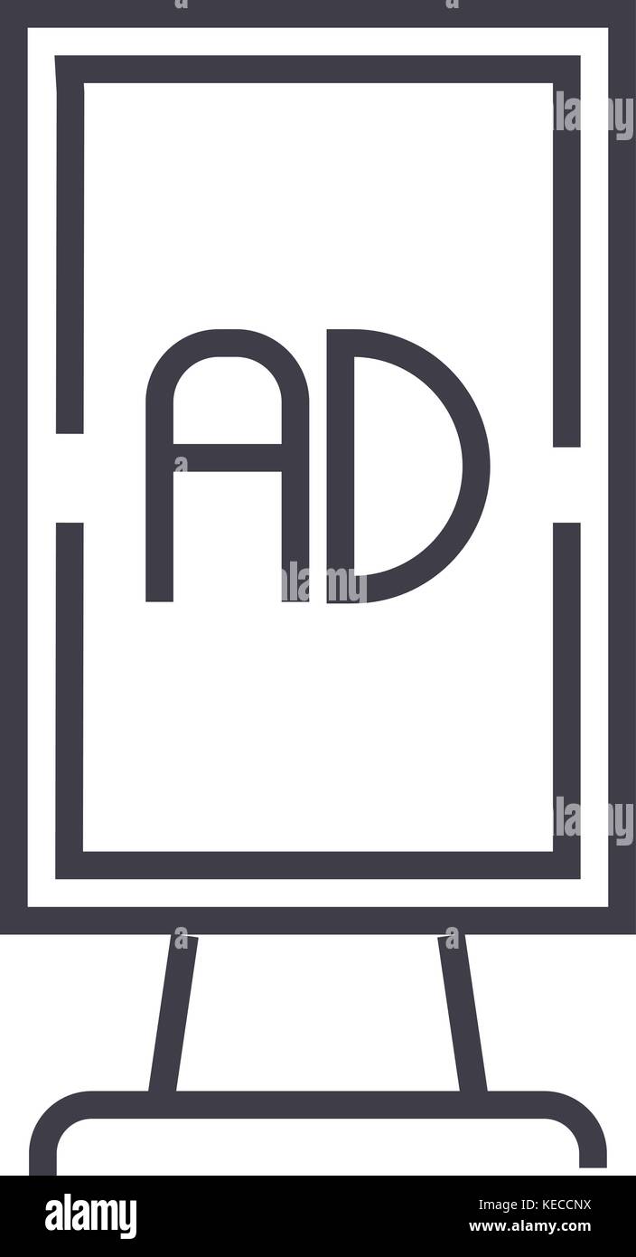 vertical billboard advertising vector line icon, sign, illustration on ...