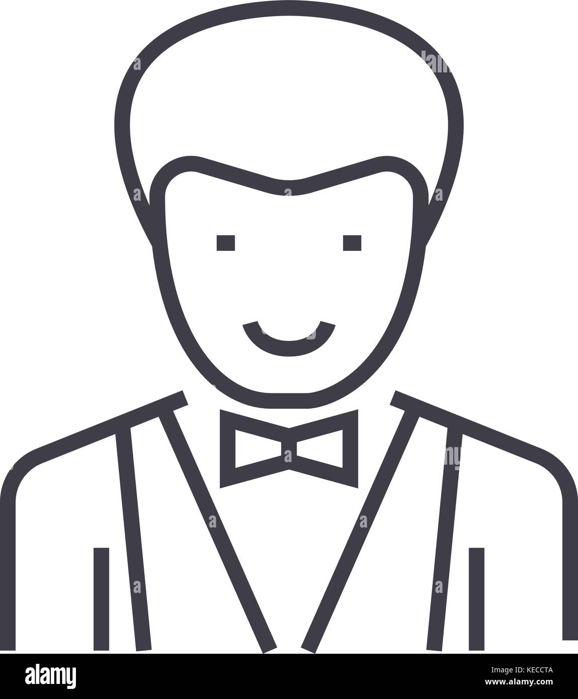 waiter sign vector line icon, sign, illustration on background ...