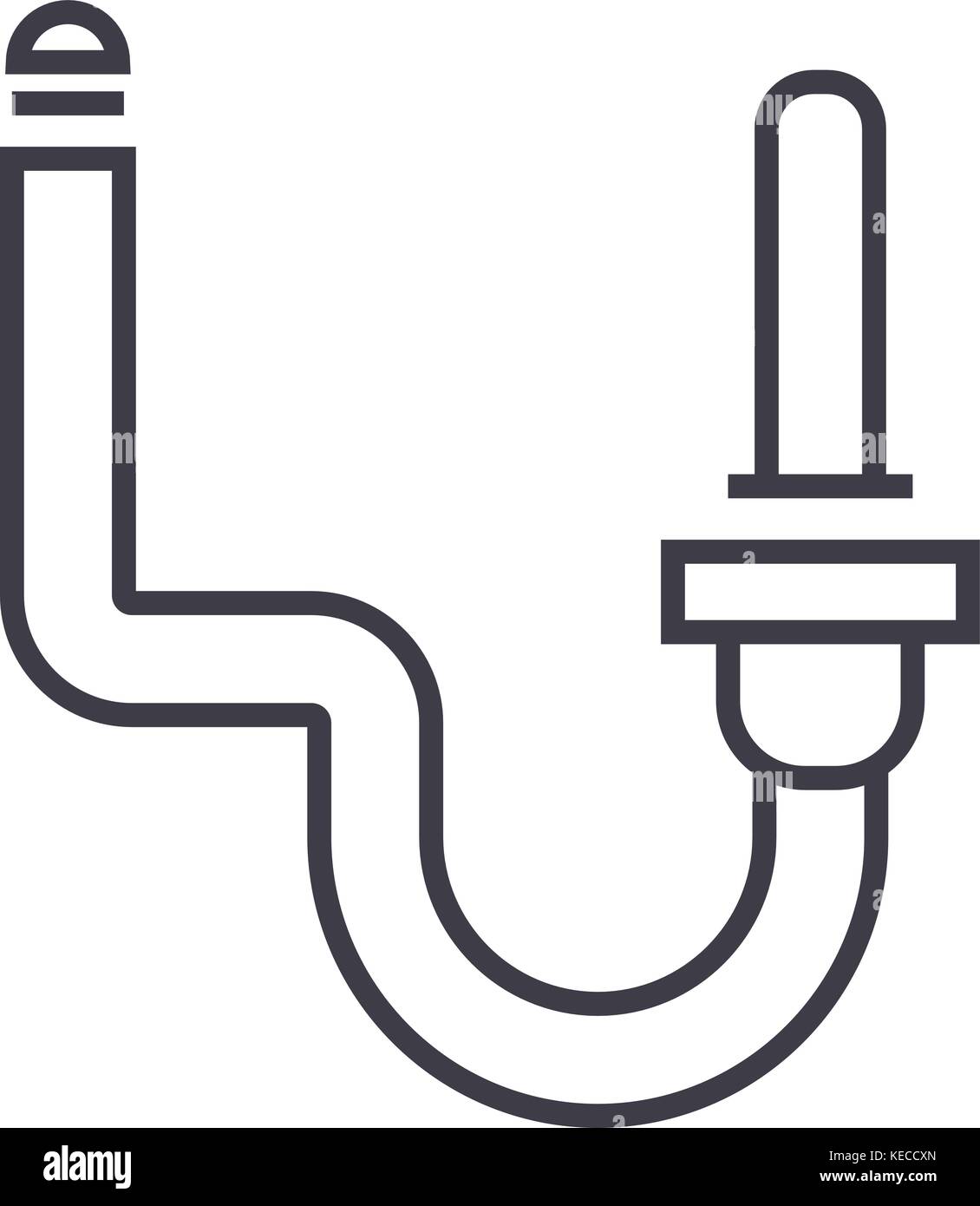 water supply system vector line icon, sign, illustration on background ...