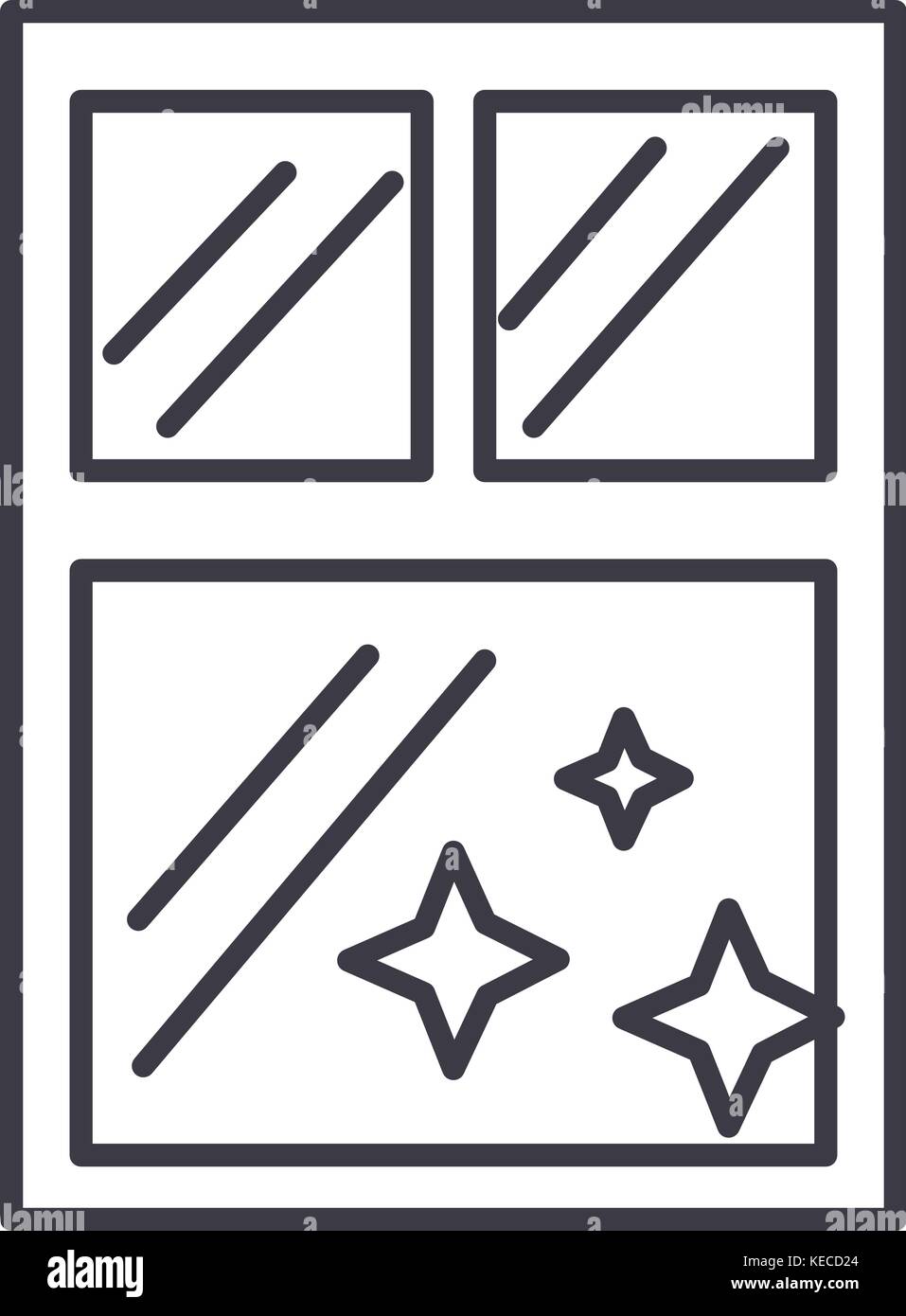 window clean, cleaning vector line icon, sign, illustration on ...