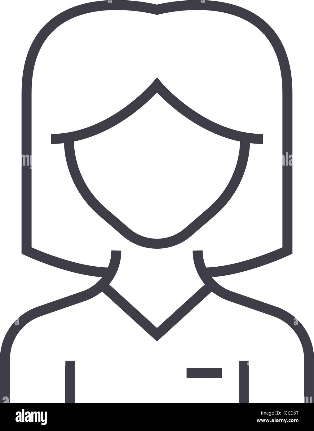 woman user vector line icon, sign, illustration on background, editable ...