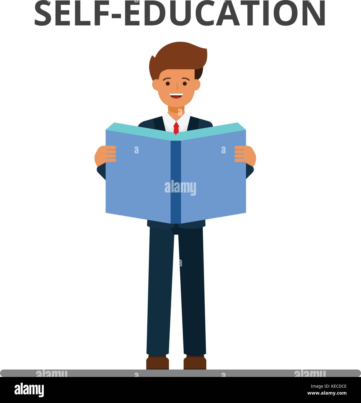 Business self-education. Man reading book. Businessman learning ...