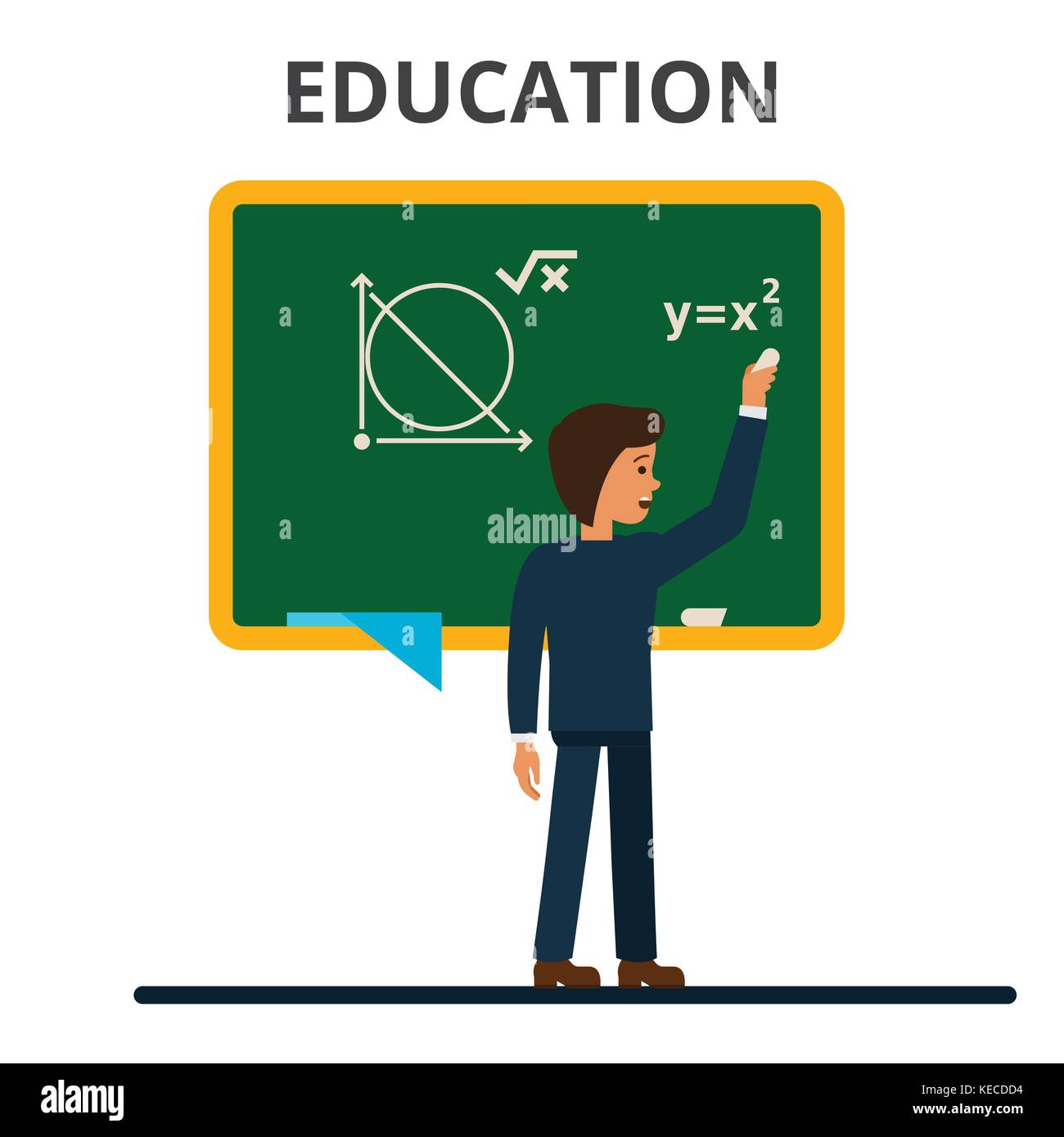 Student, pupil standing in front of math school blackboard. School ...