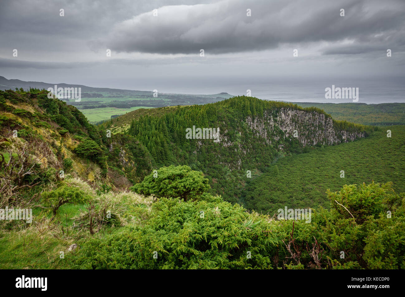 On Top of Volcano crater in Azores islands, Terceira 2 Stock Photo - Alamy