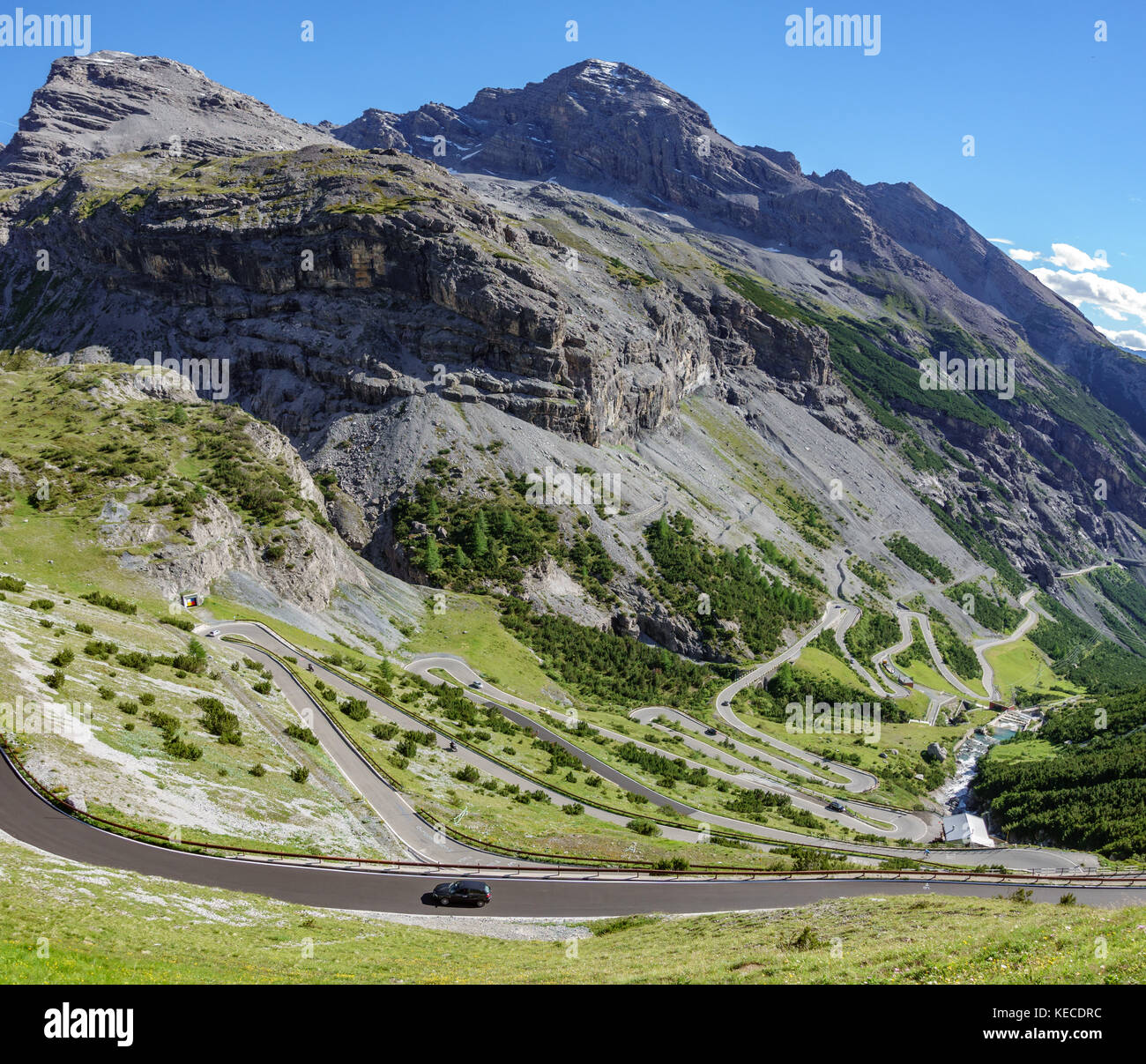 Serpentine road in Stelvio Pass from Bormio Stock Photo - Alamy