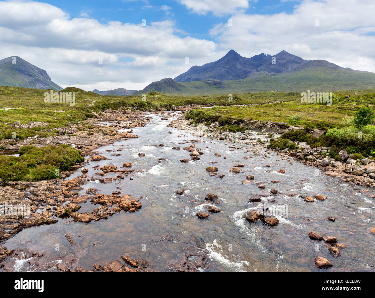 The Cuillin mountain range viewed from Sligachan Old Bridge, Isle of ...