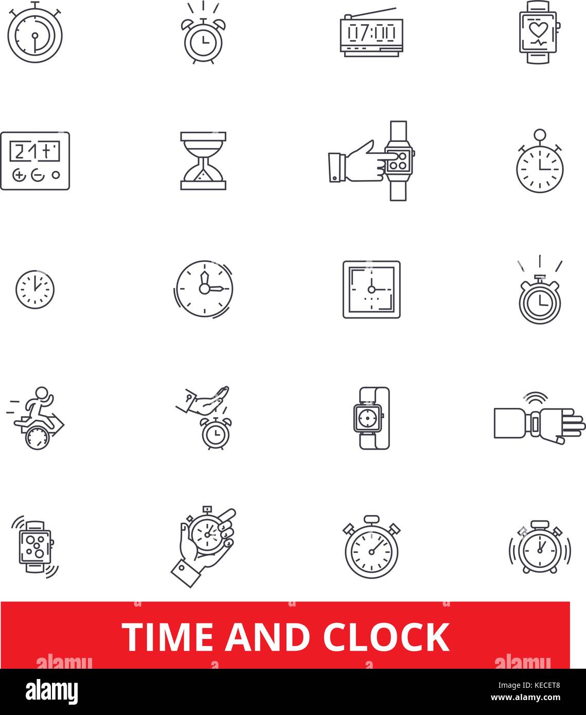 Time, clock, punch, management, watch,calendar, deadline line icons ...